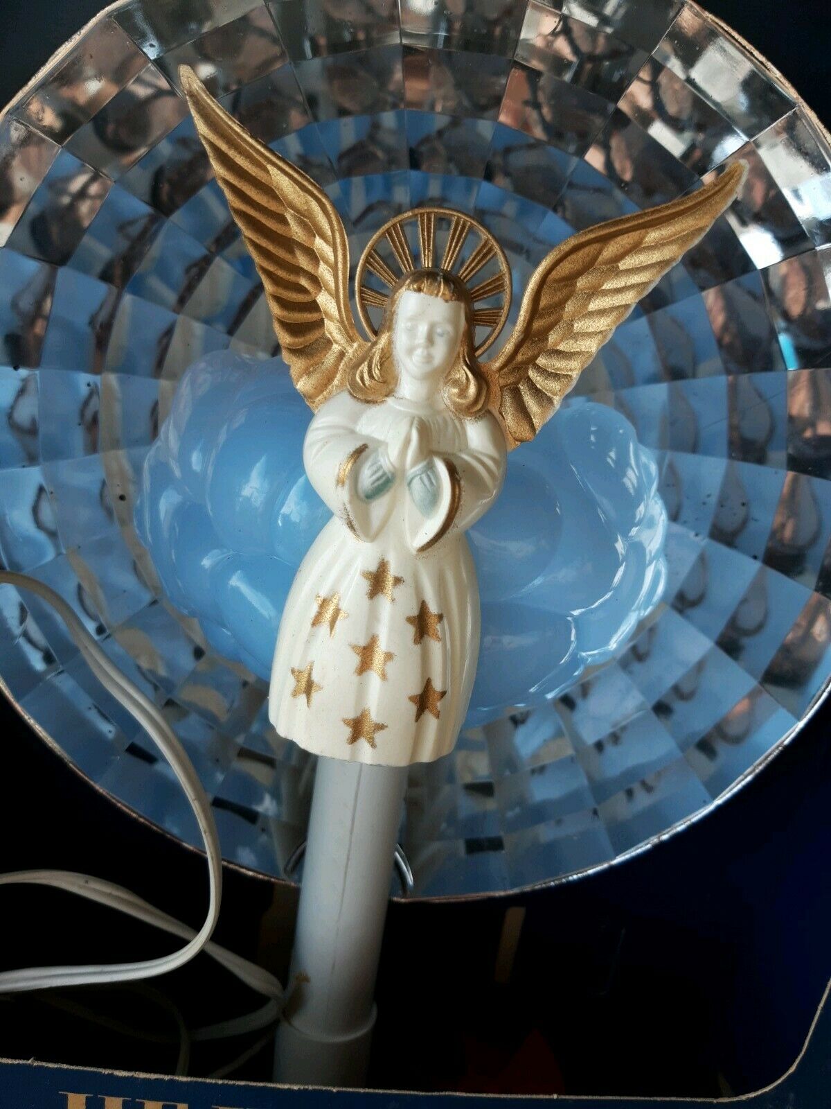 VINTAGE BRADFORD HEAVENLY REFLECTING LIGHT CHRISTMAS ANGEL TREE TOPPER ...