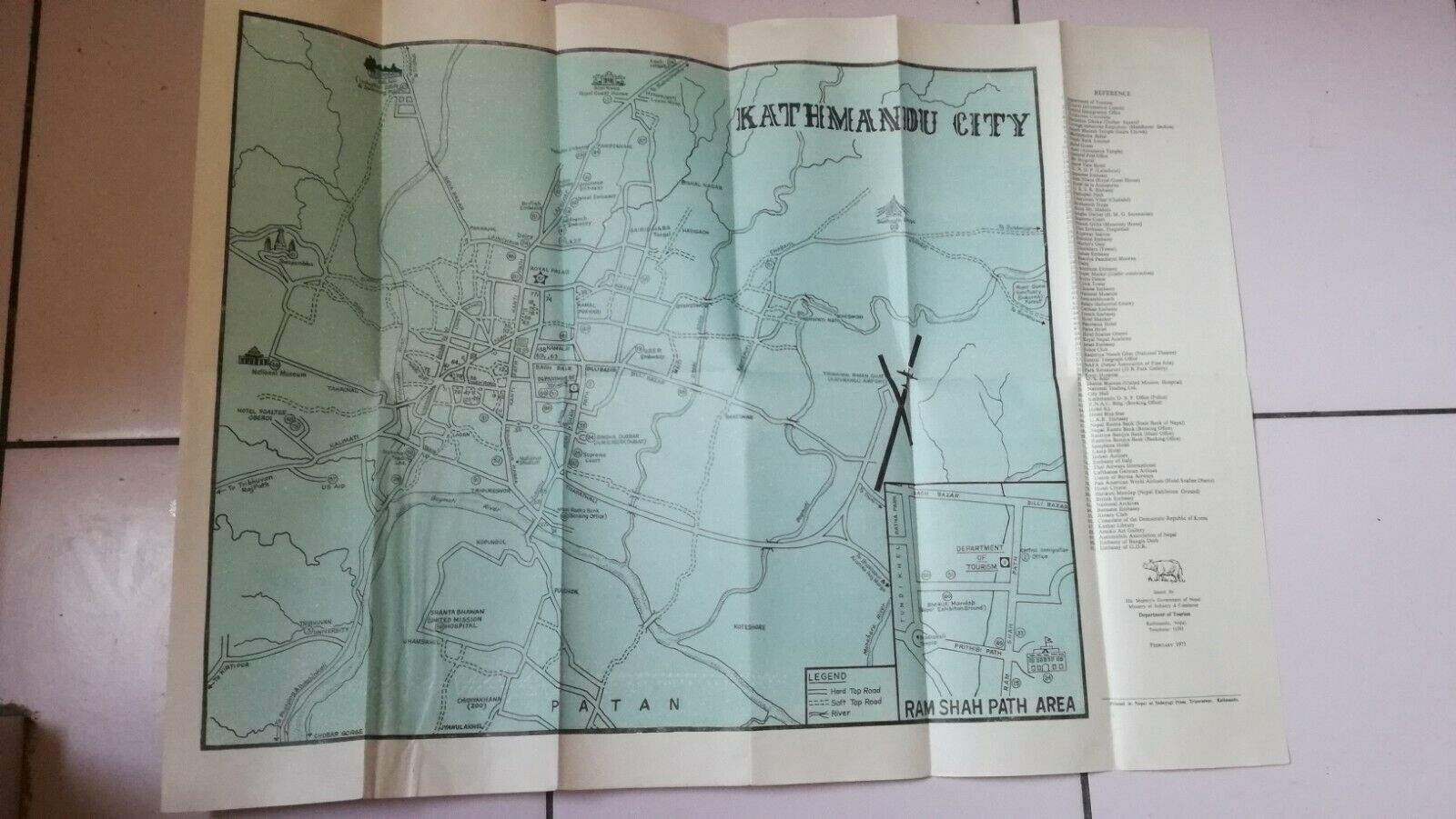 1973 Vintage Folding MAP OF NEPAL KATHMANDU Chart Plan AD ADVERTISE ...