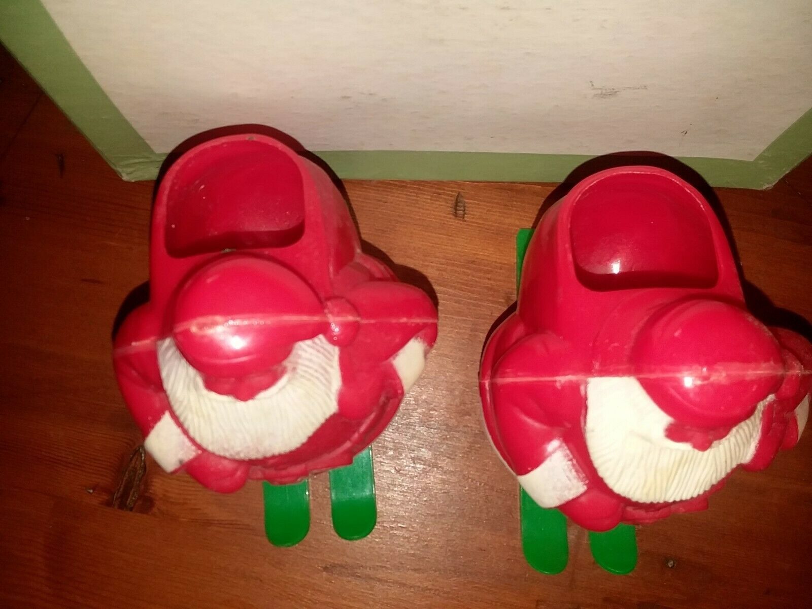 TWO Vintage Rosbro Plastic Christmas Candy Containers Santas On Skis ...