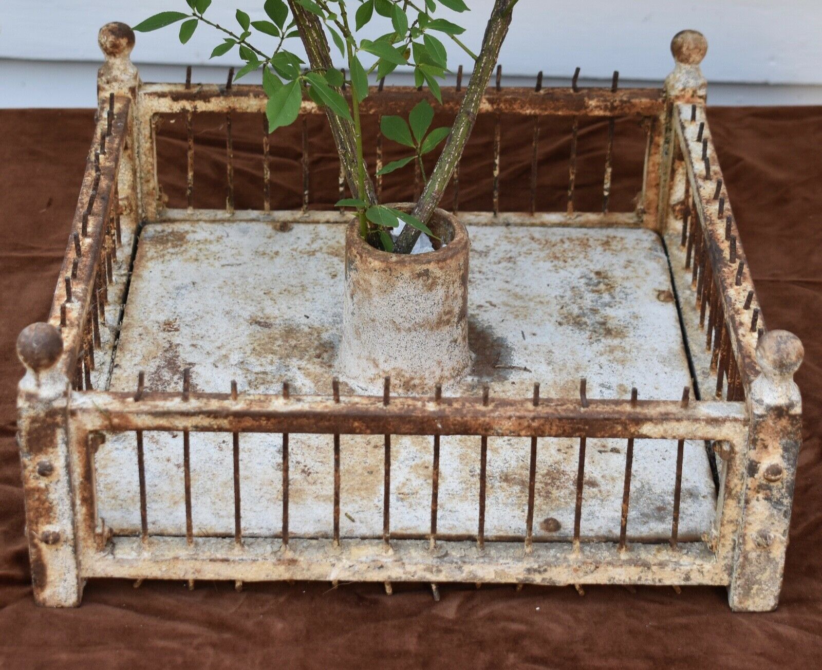 Antique Cast Iron Victorian Christmas Tree Stand With Fence | #18388243