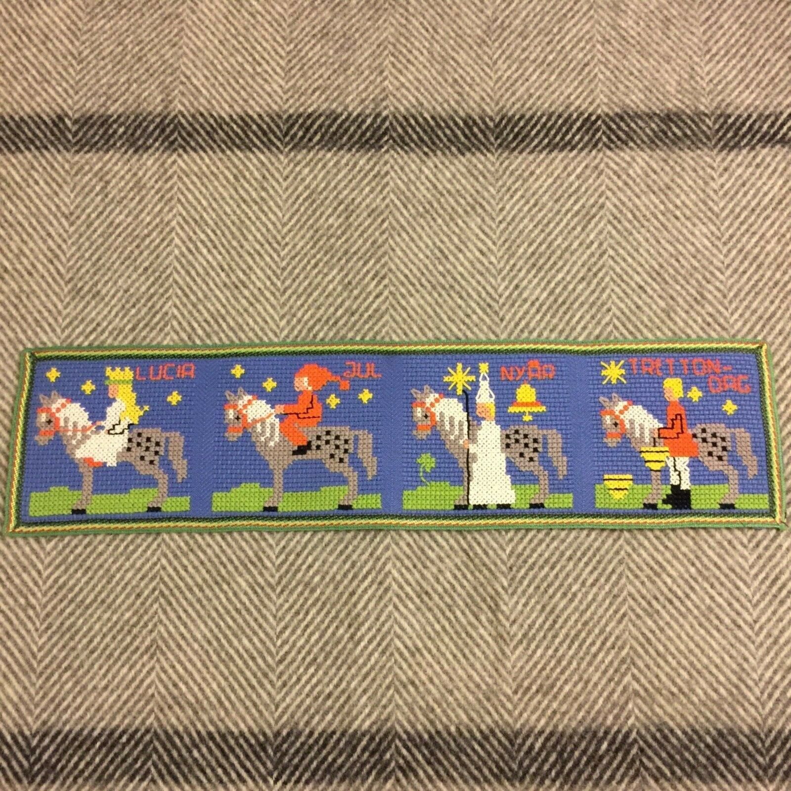 Vintage Swedish Christmas Santa Lucia Embroidery Wall Hanging Table ...