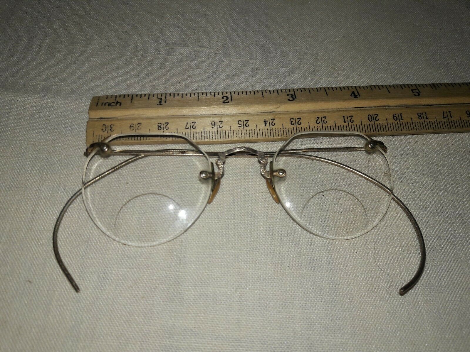 Vintage Wire Eyeglasses Rimless 12k Gold Filled Bifocal | #18261727