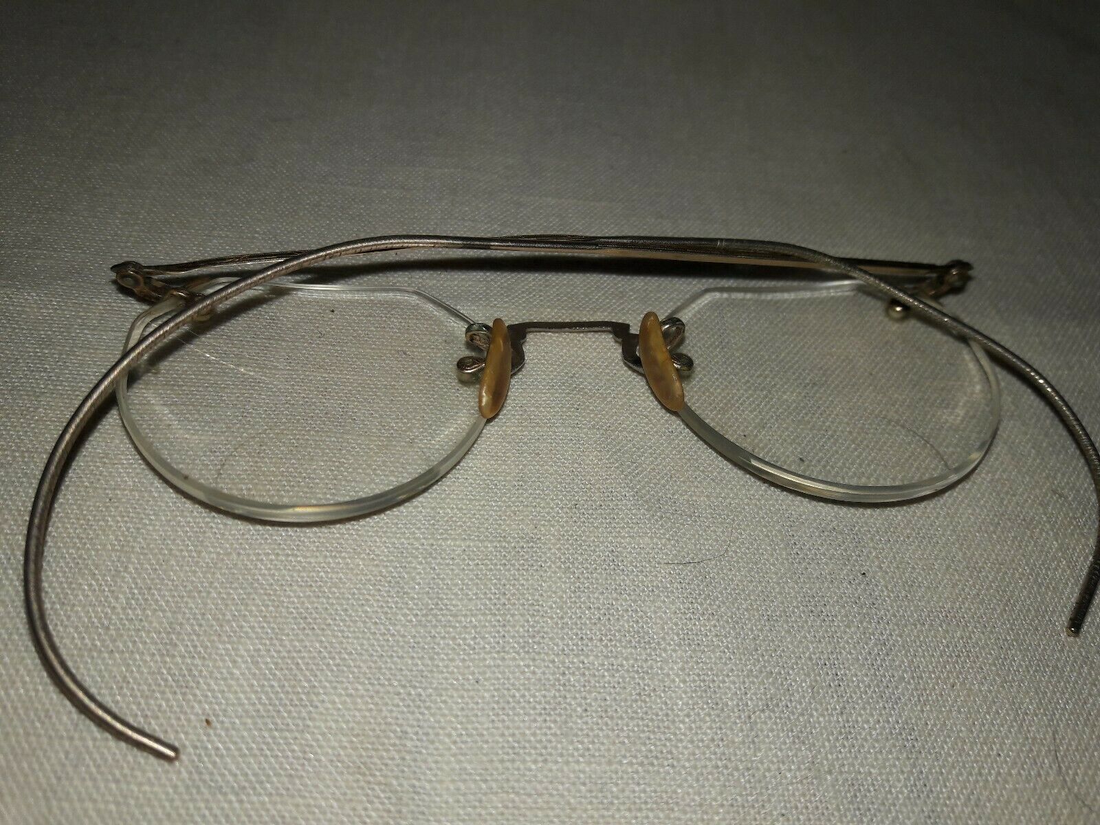 Vintage Wire Eyeglasses Rimless 12k Gold Filled Bifocal | #18261727
