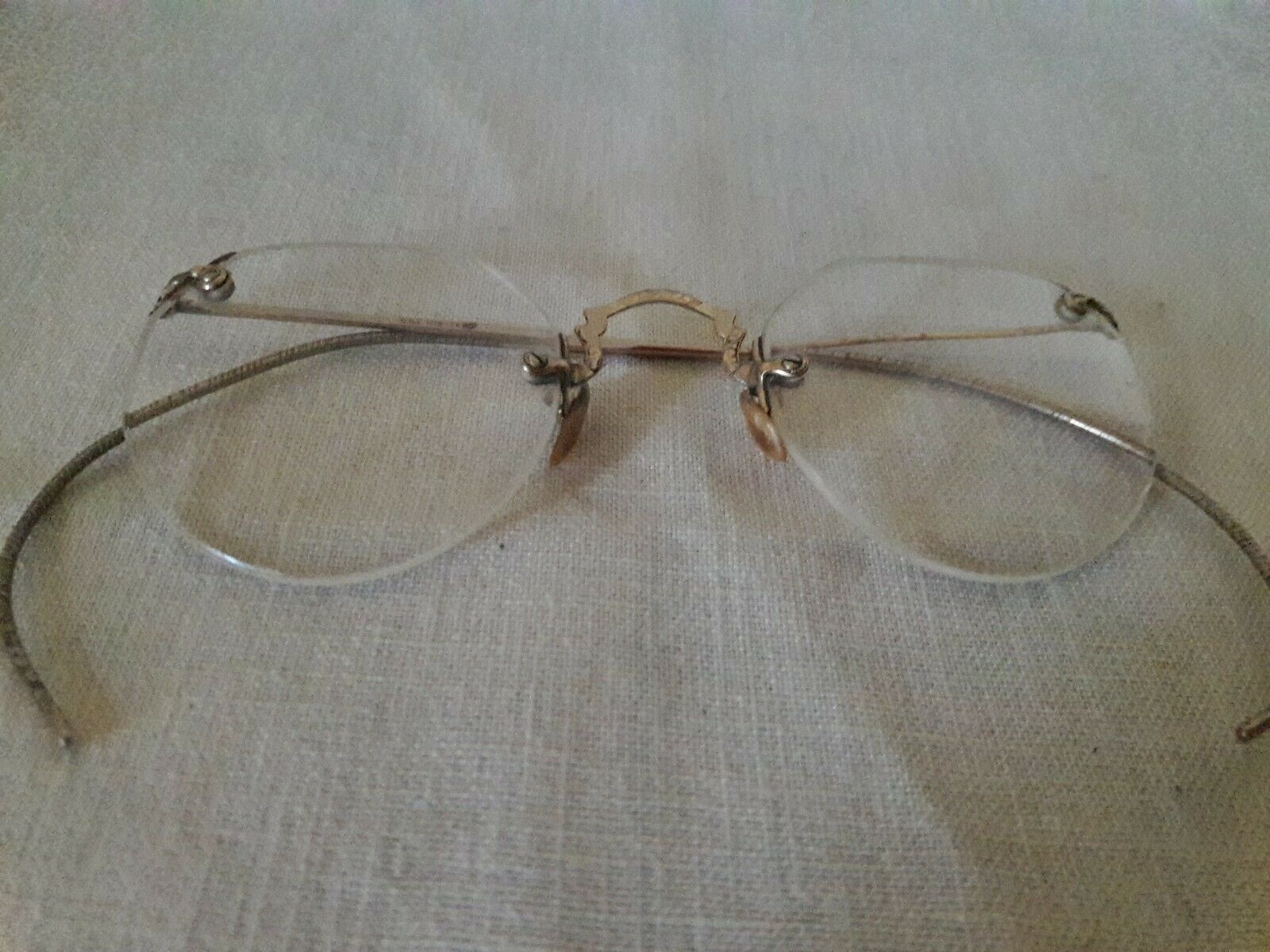 Vintage Wire Eyeglasses Rimless 12k Gold Filled Bifocal | #18261727