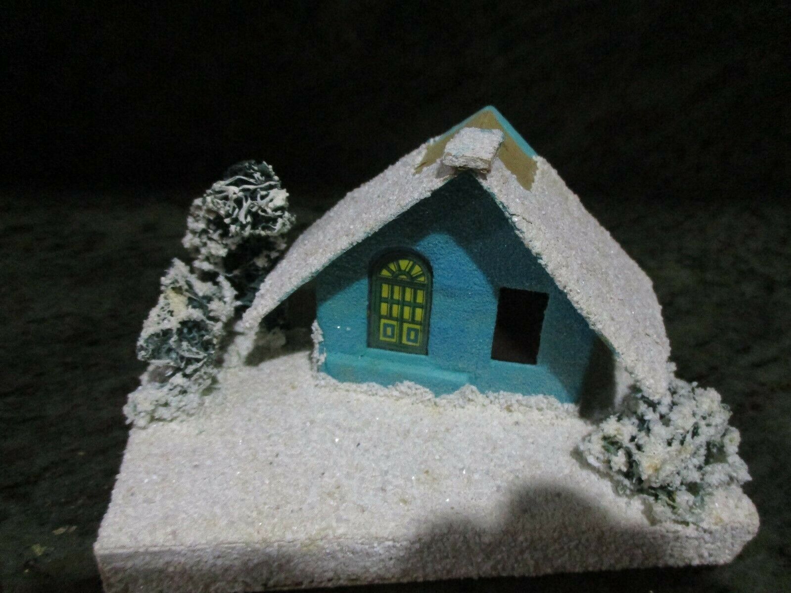 3 Vintage Japan Paper Cardboard Putz Mica Glitter Christmas Houses ...