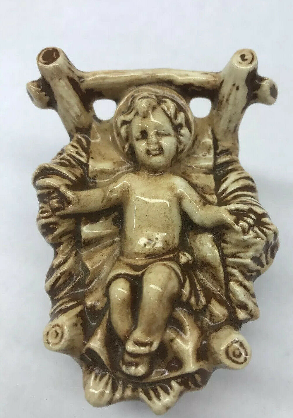 Vintage Christmas Baby Jesus In Manger Nativity Statue | #18276124