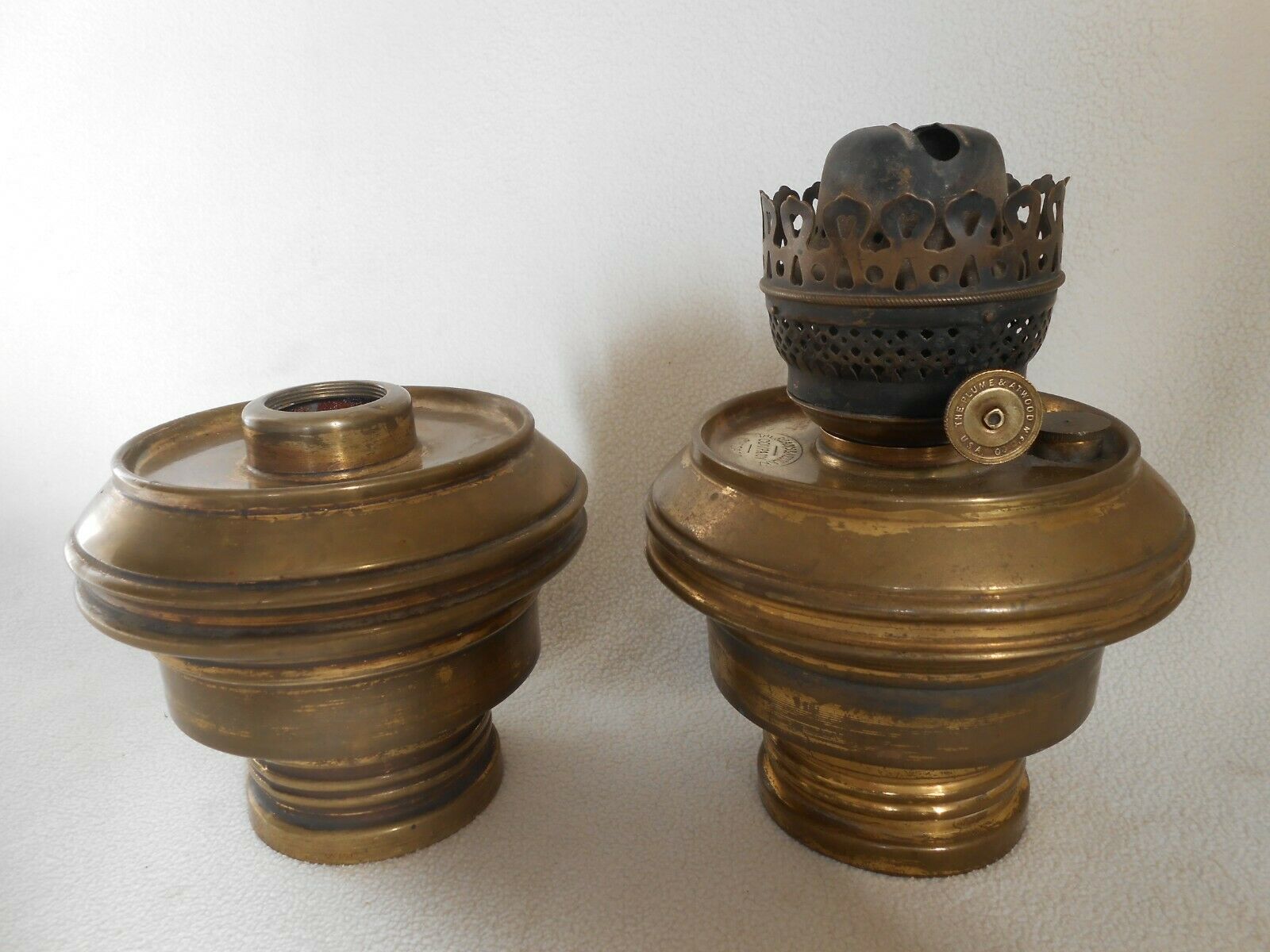 Antique Adams And Westlake Oil Lamp Fonts For Sconce Bracket Brass ...