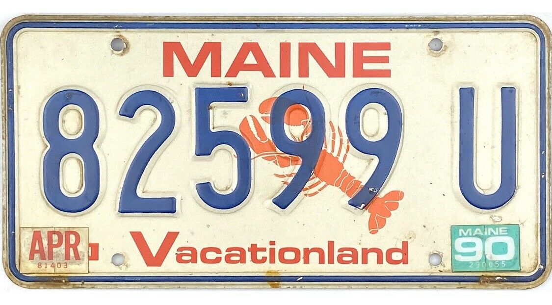 99 CENT 1990 Maine Lobster License Plate 82599U | #18378058