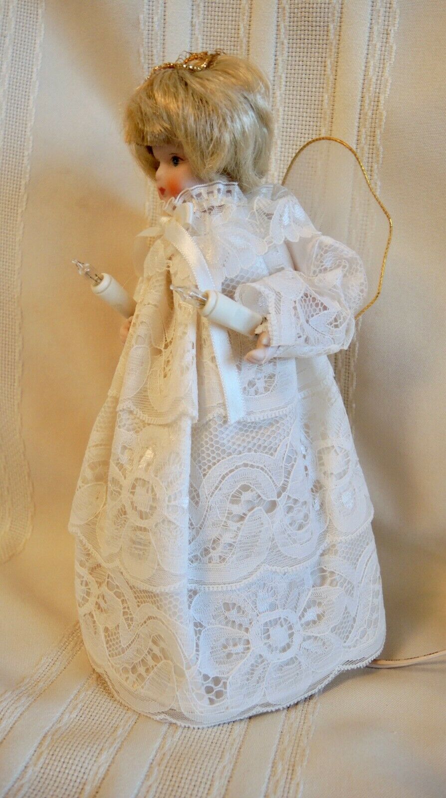 Vintage Angel Tree Topper 10 Lights Porcelain Head | #18235895