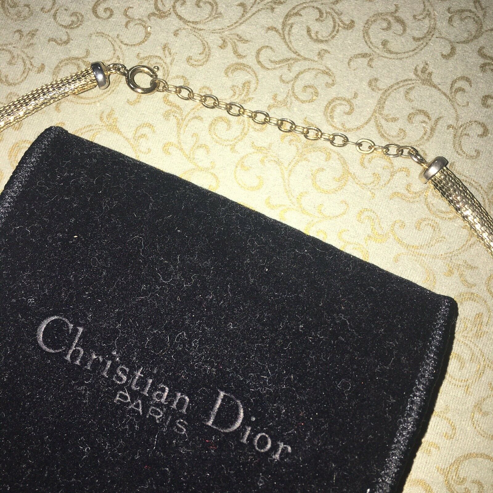 Vintage 1980s Christian Dior Gold Tone Snake Chain Short Necklace ...