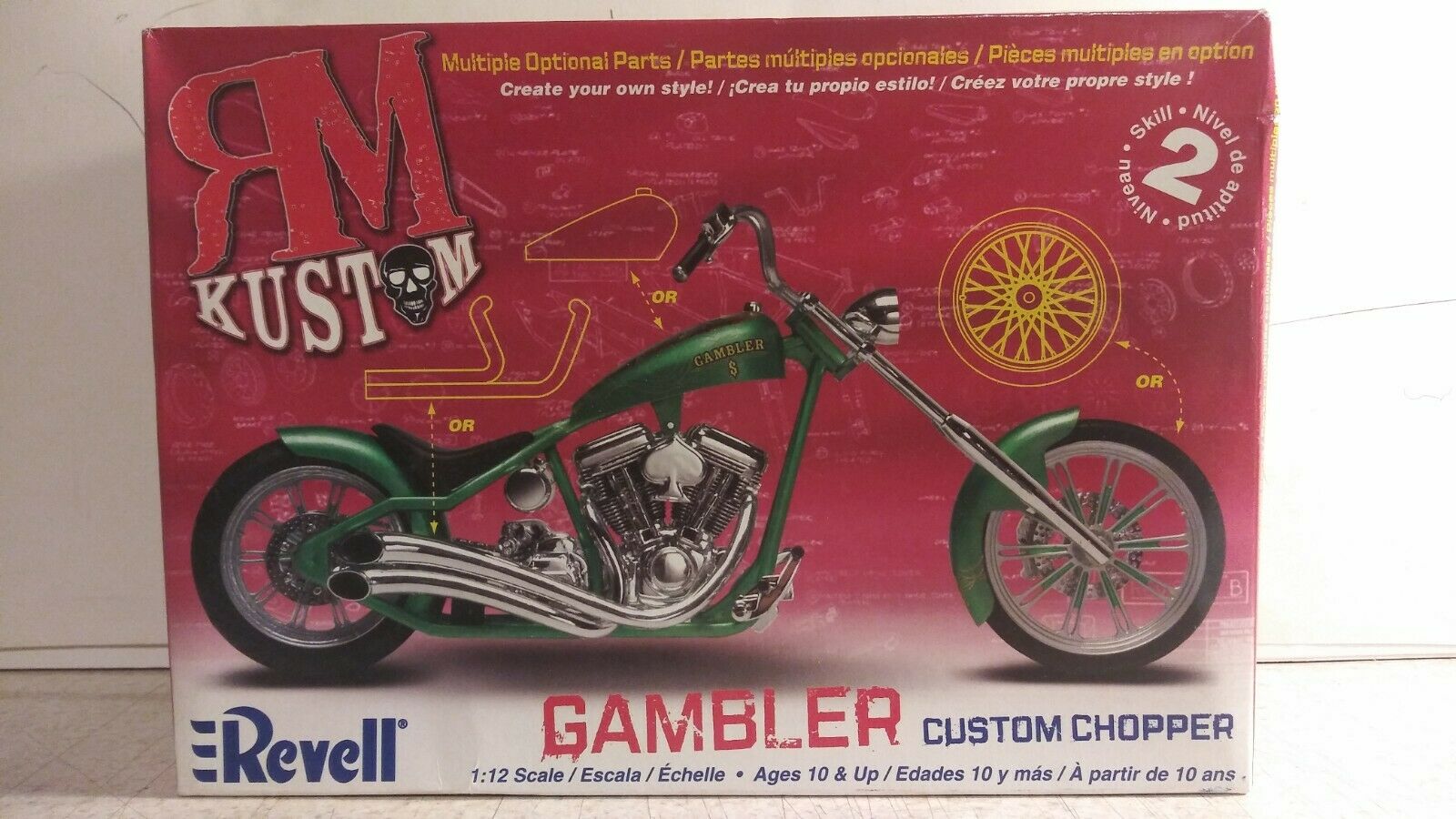 VINTAGE REVELL 1/12 SCALE GAMBLER CUSTOM CHOPPER PLASTIC MODEL KIT ...