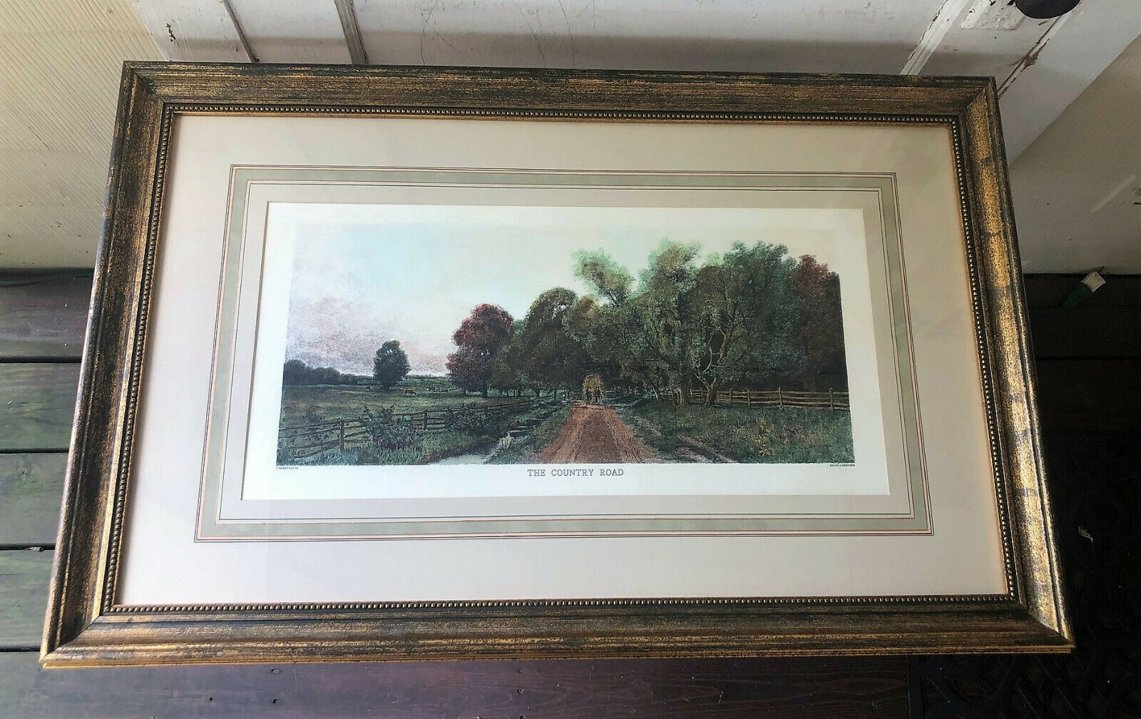 Antique Framed C. Harry Eaton Hand Colored Engraving - The Country Road ...