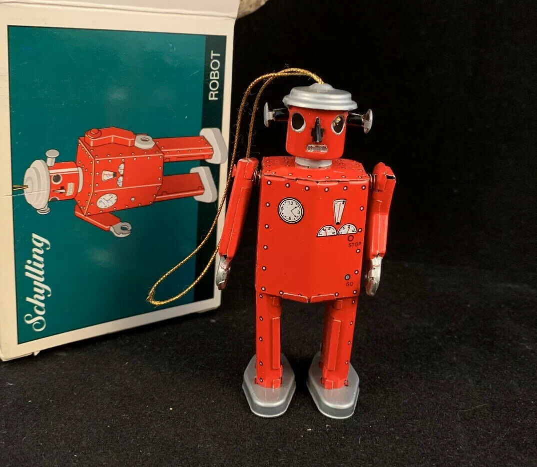 Vintage Schylling Atomic Robot Tin Toy Christmas Ornament | #18149749