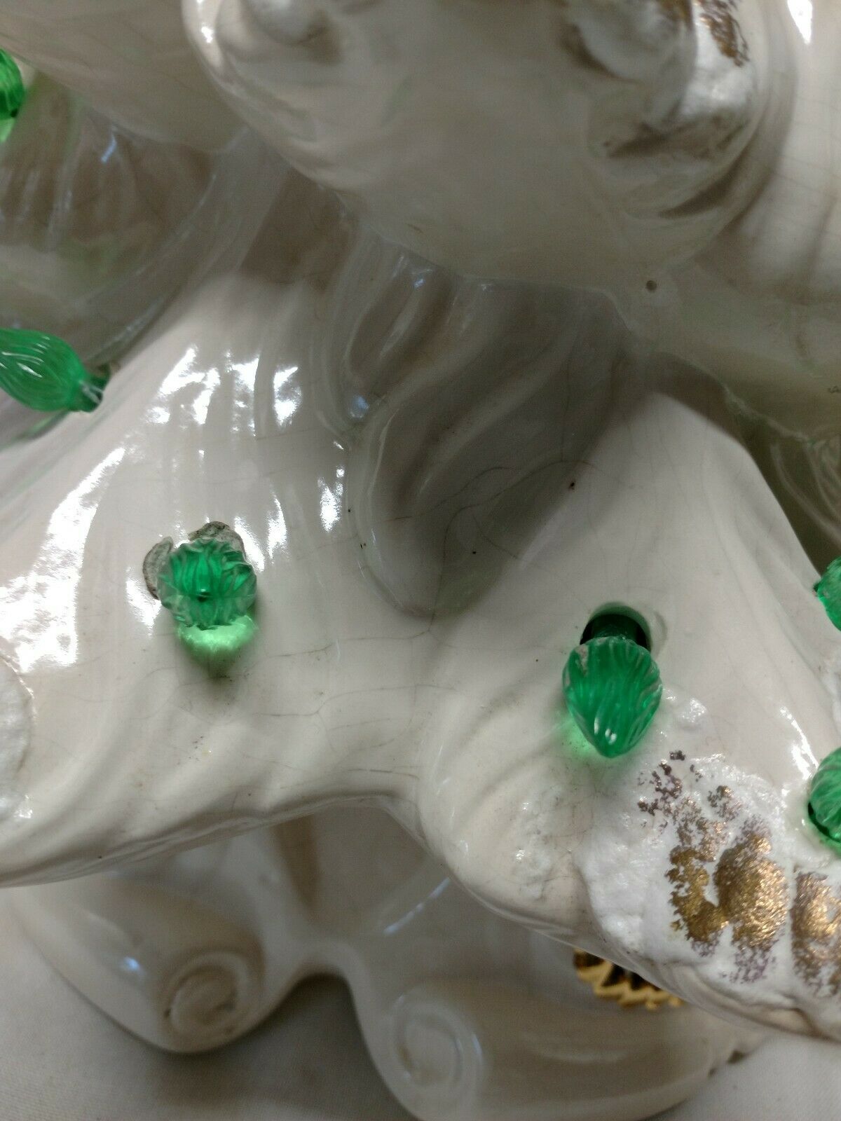 Vintage 17 " Flocked Lighted White Atlantic Mold Ceramic Christmas Tree ...
