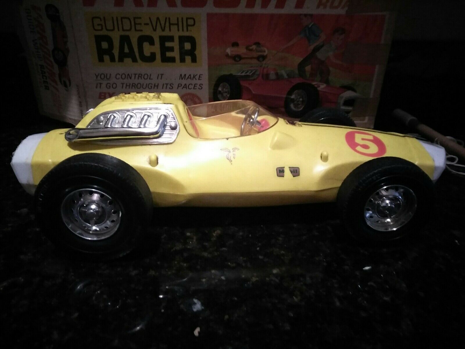 Vintage Mattel V - RROOM VROOM Yellow 5 Race Car 1963 Whip Car | #18195892