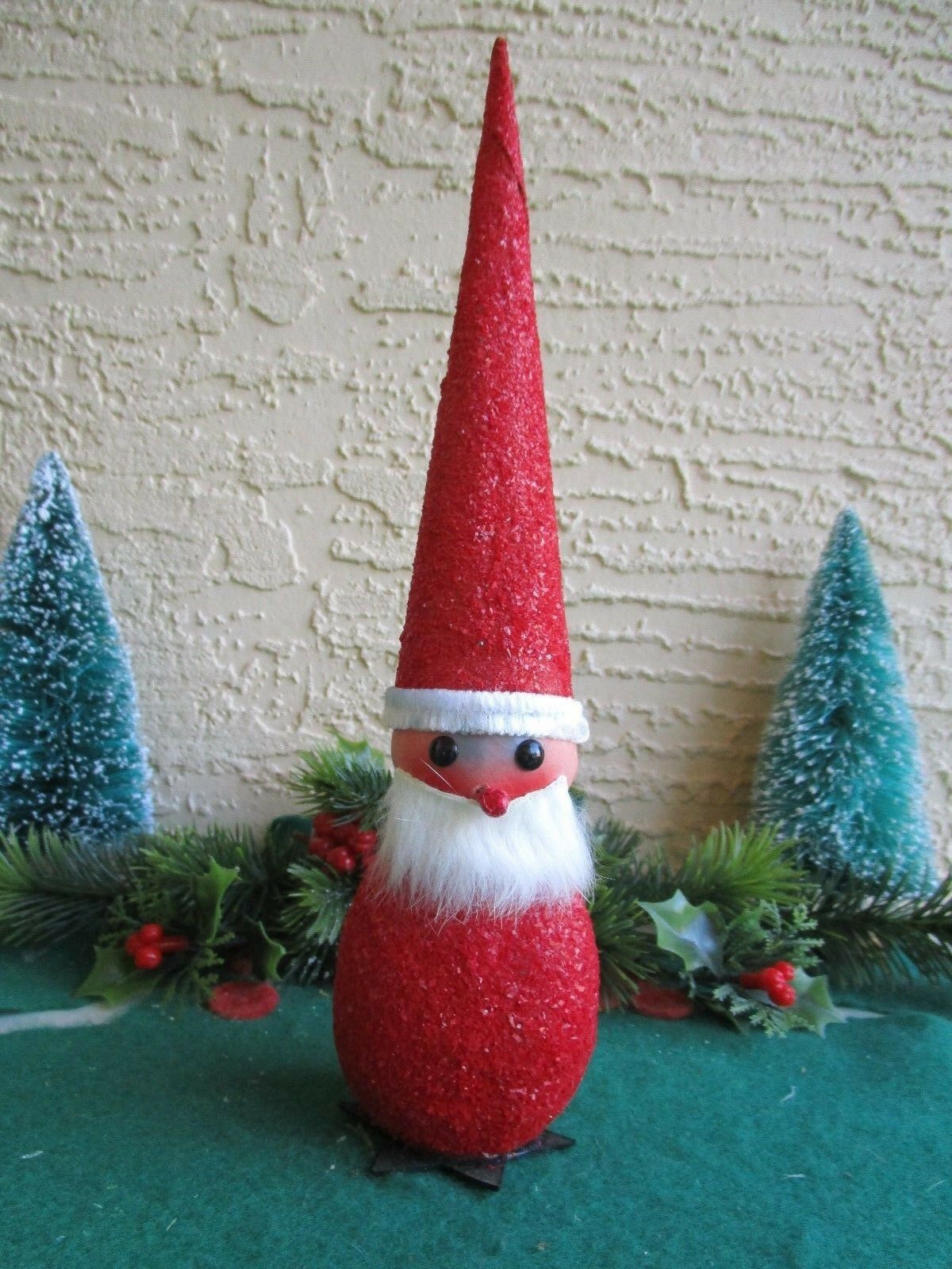 VINTAGE GERMAN SANTA CLAUS RABBIT FUR BEARD PRESSED PAPER MACHE CANDY ...