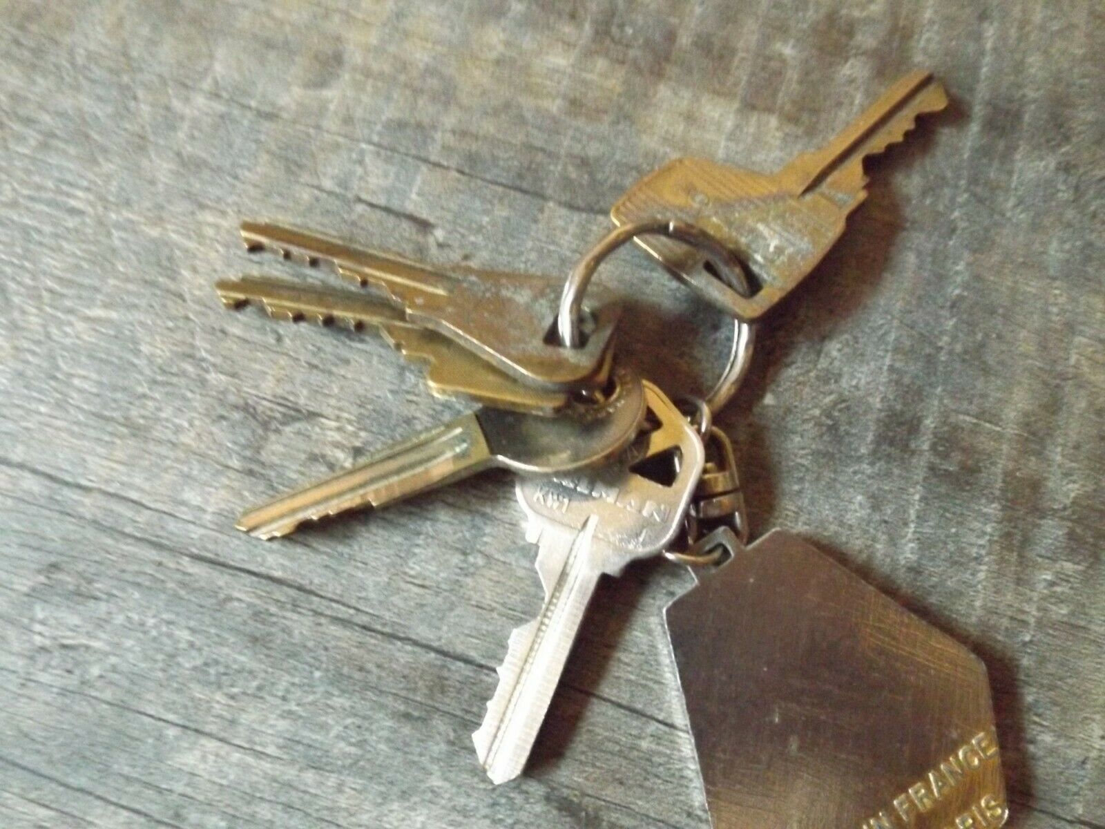 Vintage Paris France Eiffel Tower Metal FOB Key Chain Key Ring With 5 ...