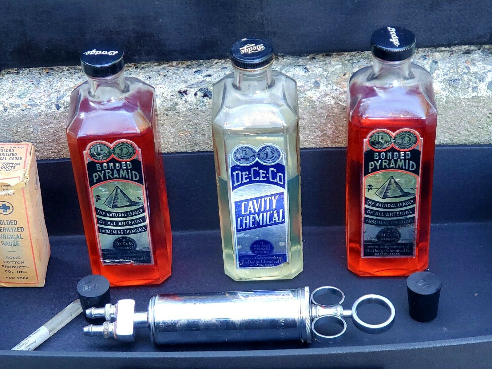 Antique Mortuary Mortician Embalming Case Embalming Fluid And Embalming