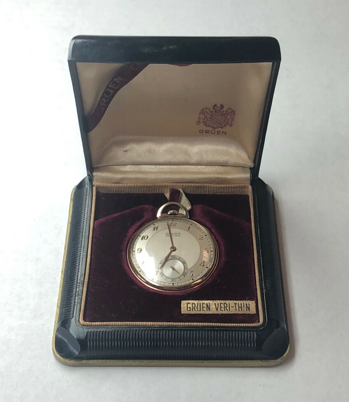 Vintage 1950s Gruen Veri - Thin Pocket Watch 10K Gold Filled | #18173925