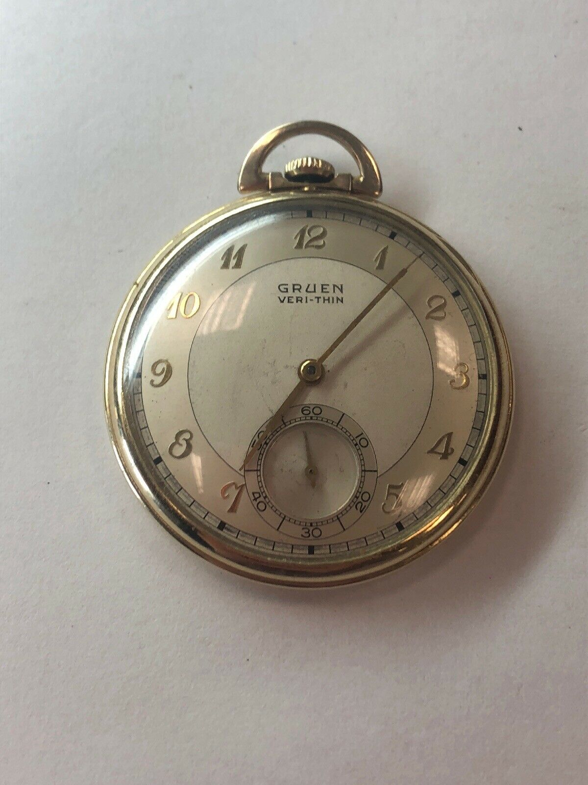Vintage 1950s Gruen Veri - Thin Pocket Watch 10K Gold Filled | #18173925