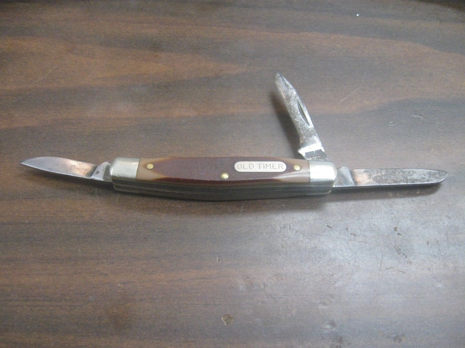 VINTAGE SCHRADE OLD TIMER USA 340T FOLDING POCKET KNIFE 3 BLADE USA ...