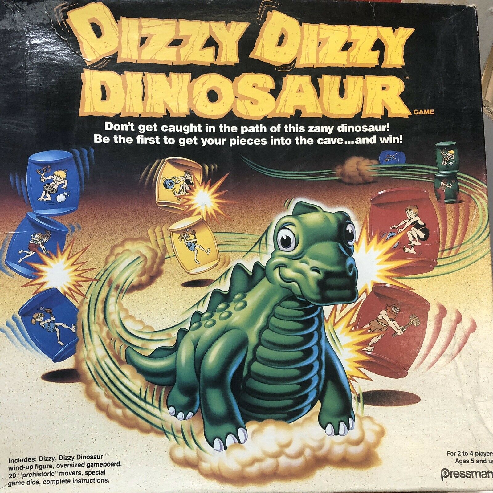 Vintage 1987 Dizzy Dizzy Dinosaur Board Game Complete Pressman Stickers ...
