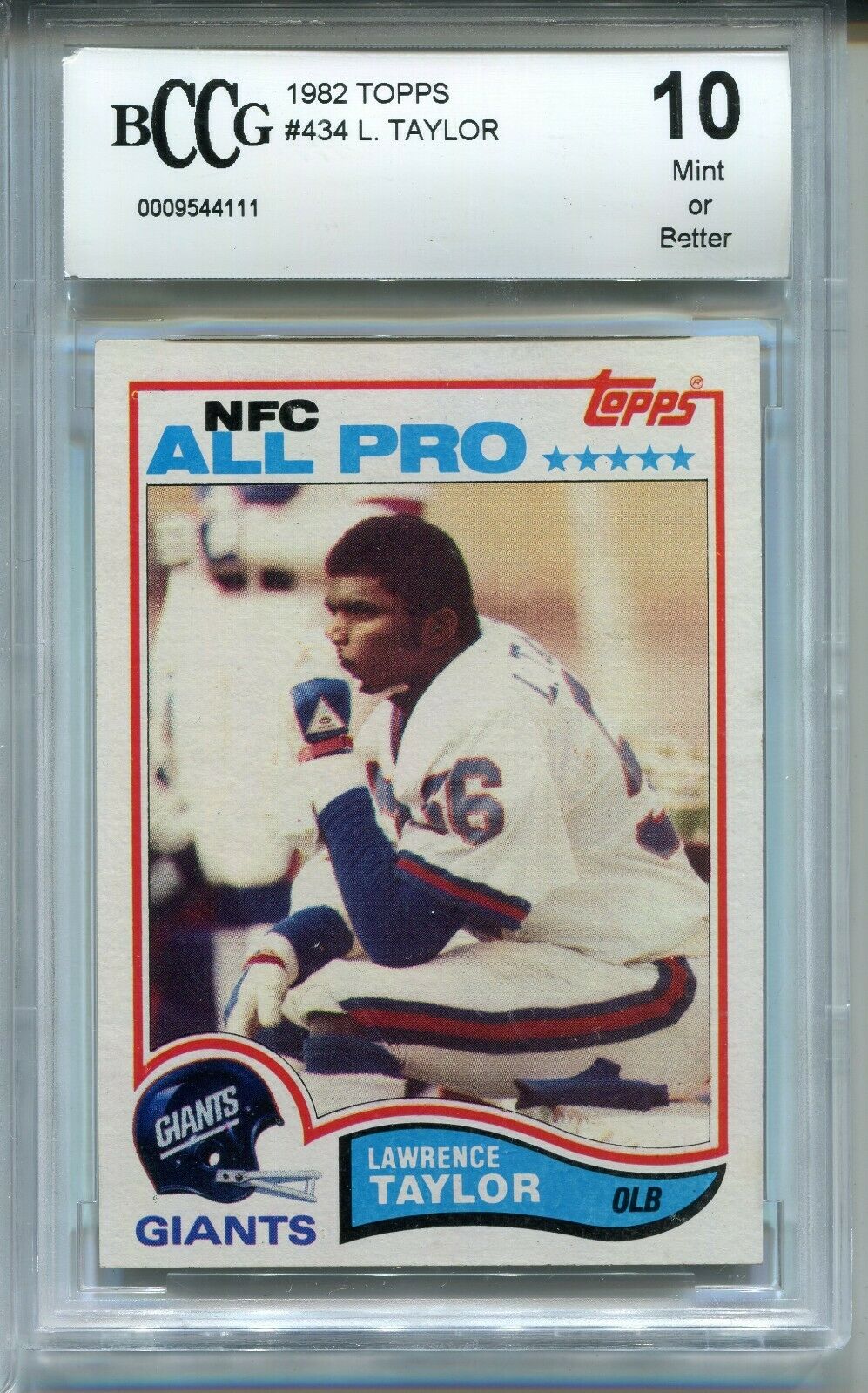 1982 Topps Football 434 Lawrence Taylor Rookie Card RC BCCG 10 | #18141839