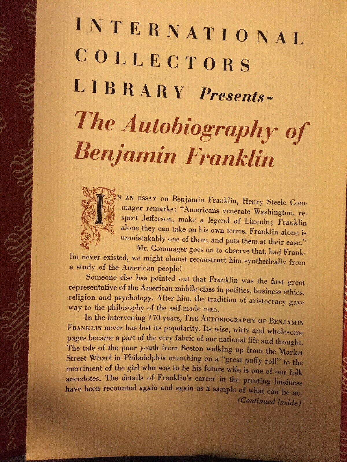 1923 The Autobiography Of Benjamin Franklin International Collectors ...