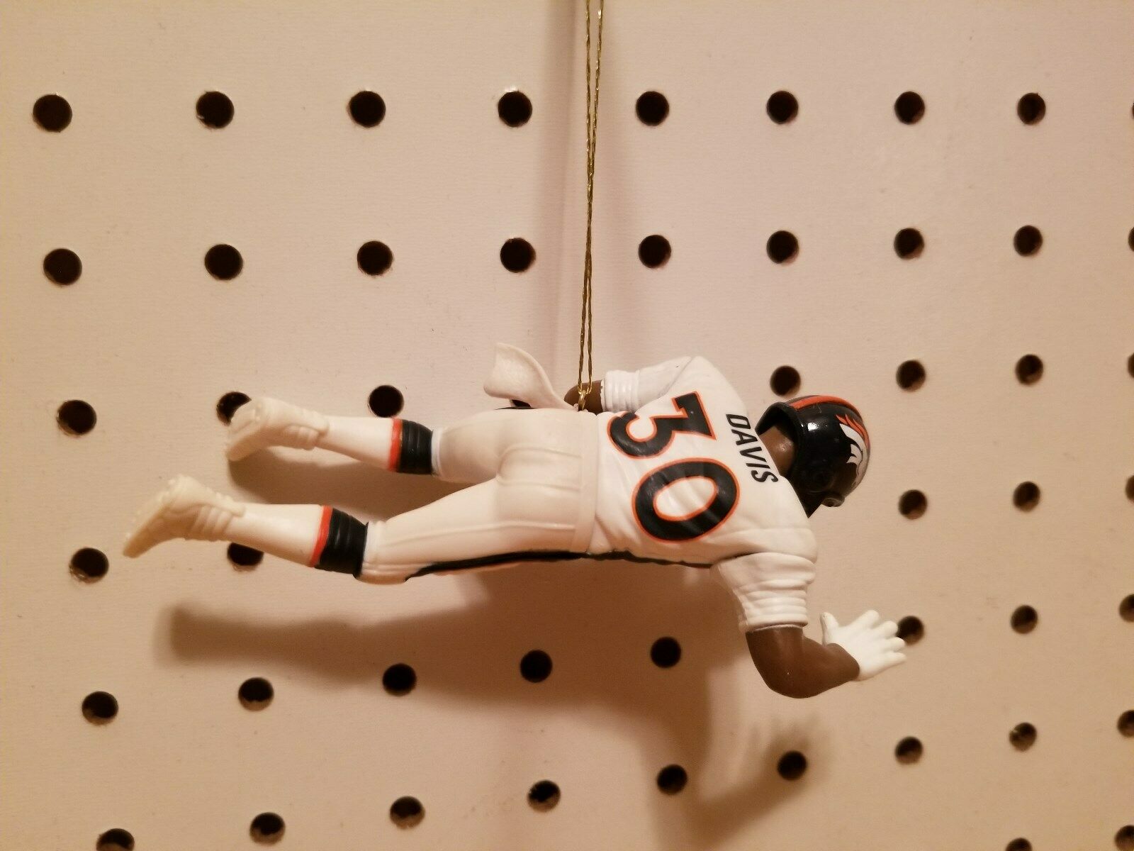 TERRELL DAVIS Denver Broncos NFL Football Christmas Tree Ornament White ...