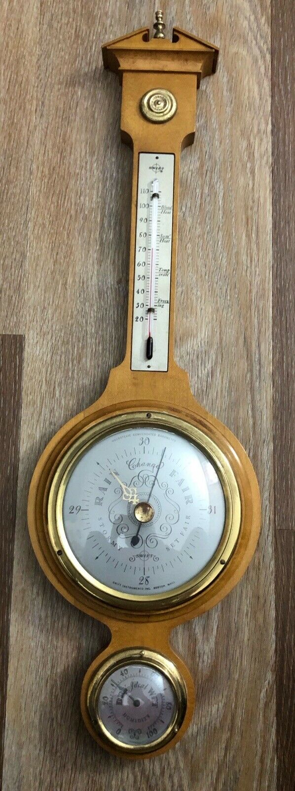 Vintage Compensated Barometer Swift Instruments Inc Boston Mass Brown ...