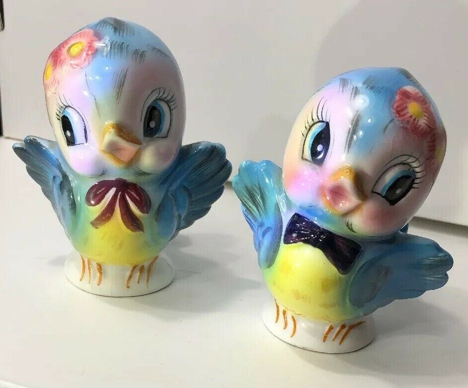 VINTAGE 1950 ' S LEFTON BLUE BIRD SALT AND PEPPER SHAKERS FIGURINES ...