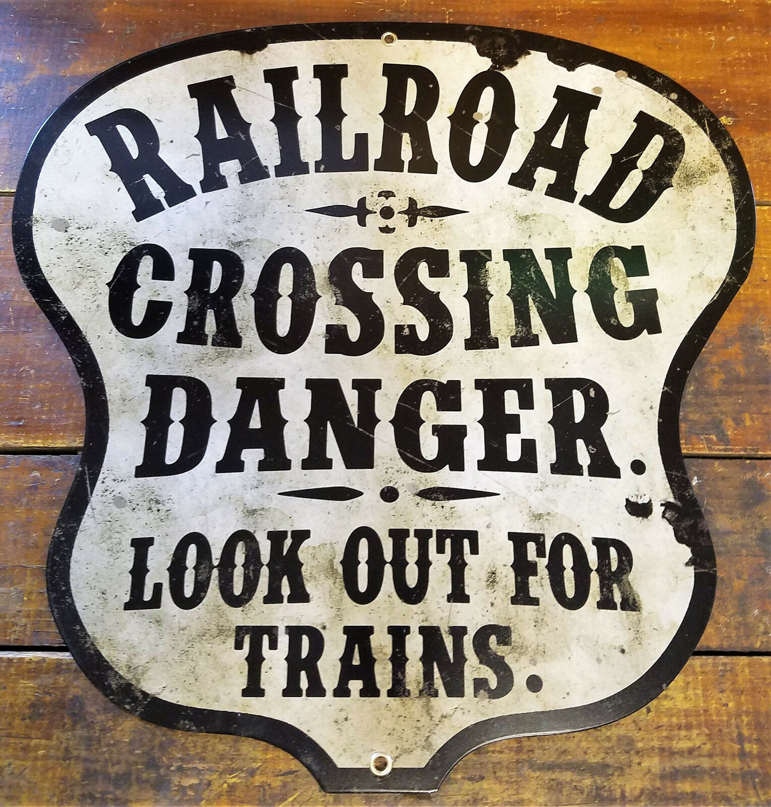 RAILROAD CROSSING DANGER LOOK OUT FOR TRAINS HEAVY DUTY GAUGE METAL 16 ...