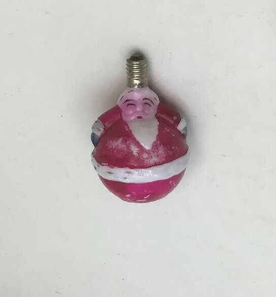 Vintage Christmas Tree Light Figural Bulbs - Fat Round Santa Milk Glass ...