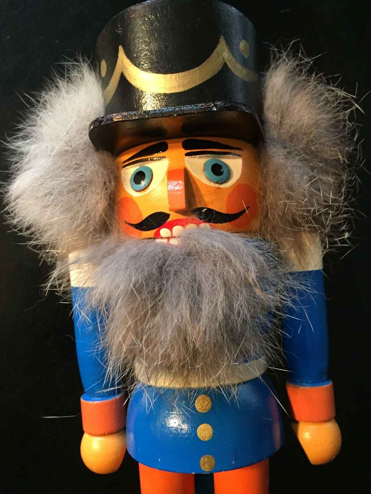 Vintage German Democratic Republic Wooden Nutcracker Fur Beard Hair ...