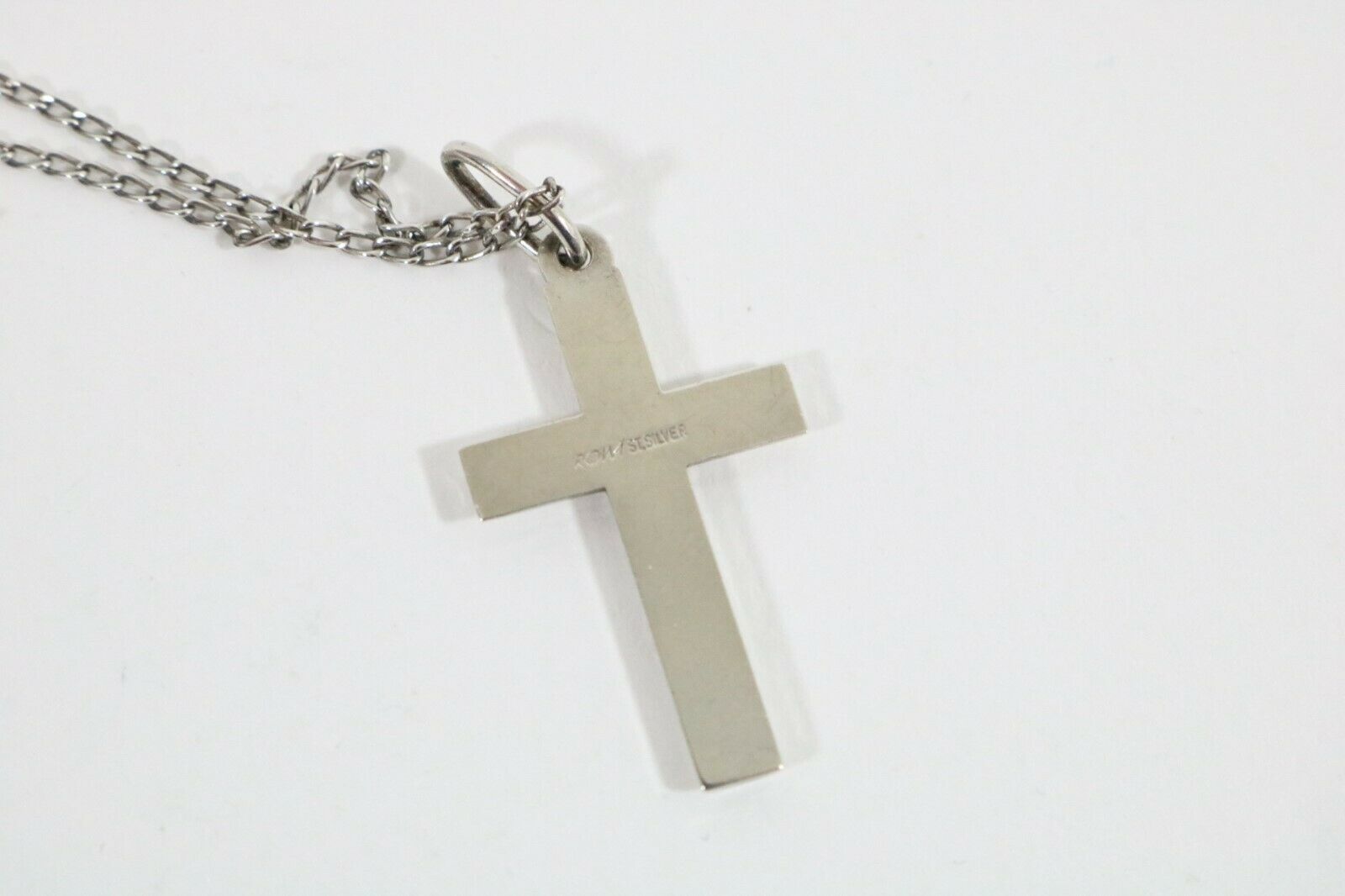 Vintage Marked Sterling Silver Christian Cross And Chain VGC | #17893225