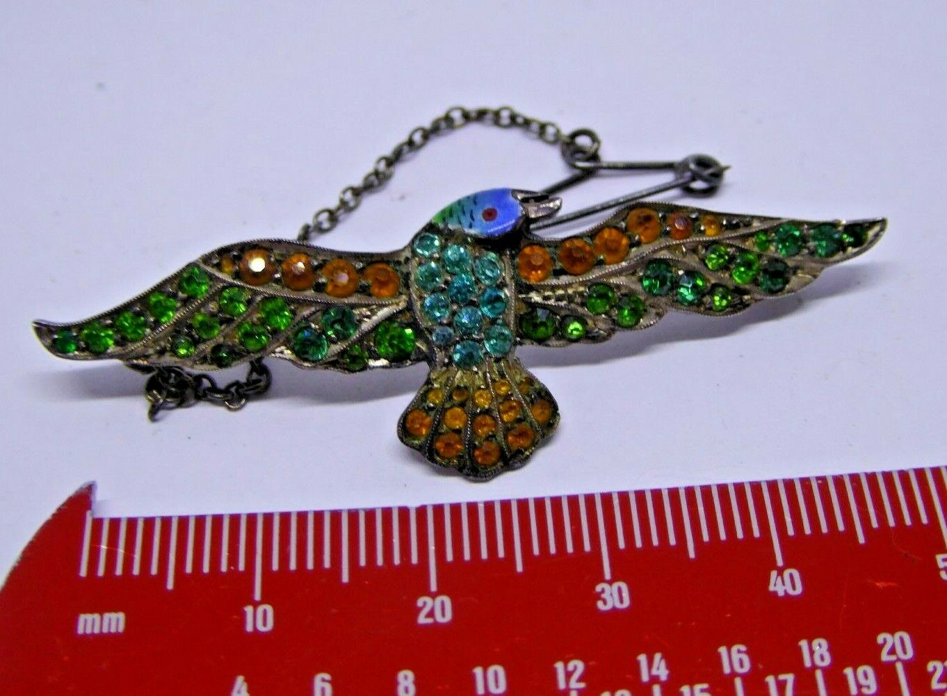 Stunning Vintage Sterling Silver Enamel And Paste Stone Set Bird Brooch ...