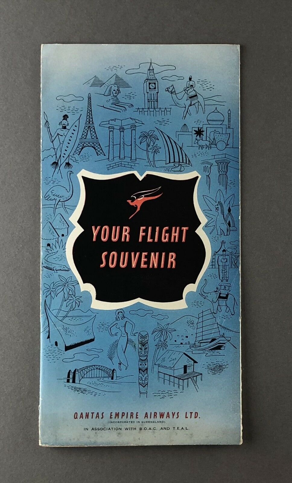 QANTAS EMPIRE AIRWAYS FLIGHT SOUVENIR FOLDER INFLIGHT WALLET QF ROUTE ...