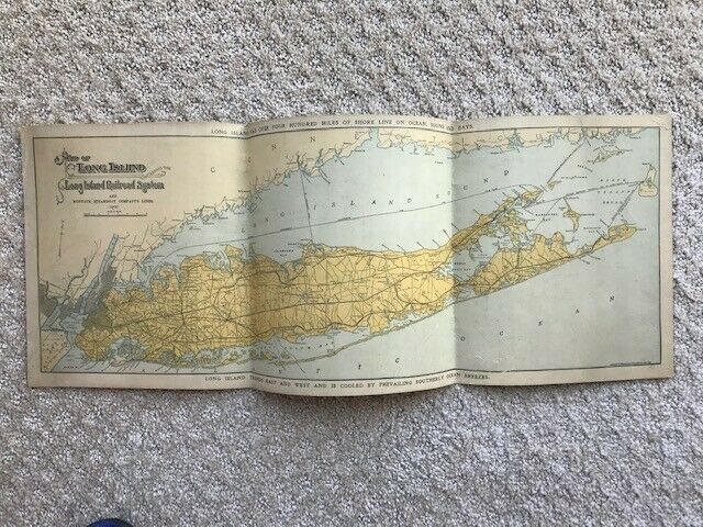 Vintage 1907 Map Long Island Railroad And Montauk Steamboat Company ...