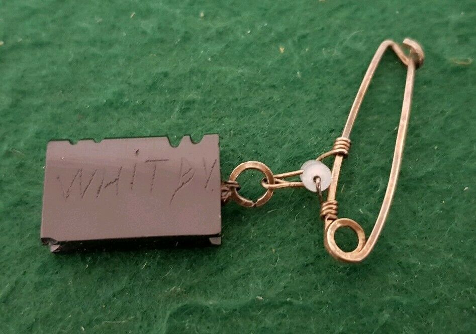 Vintage Whitby Jet Engraved With The Abbey On A Book Pin Brooch | #17865571