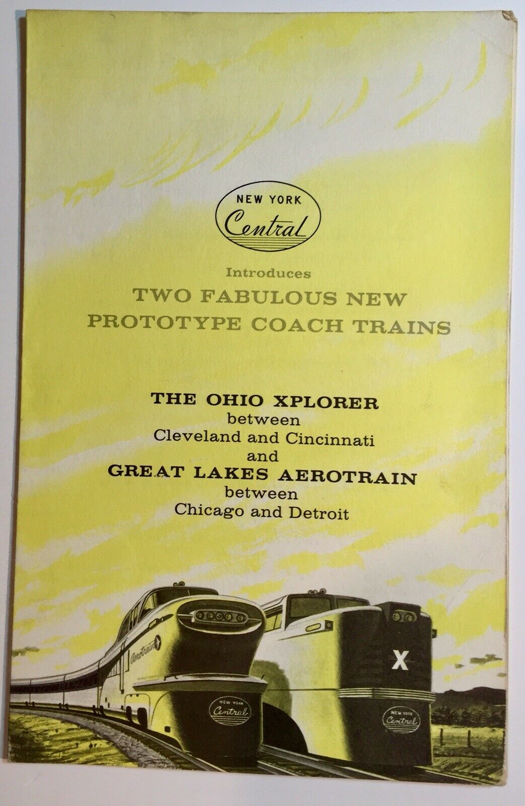 Vintage 1956 York Central System Railroad Aero Train Menu | #17914713