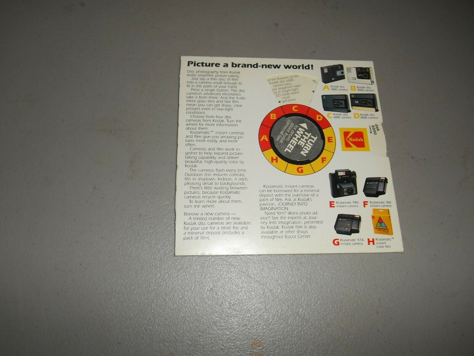 Vintage 1982 Walt Disney World EPCOT Center Kodak Dial Map | #17808089