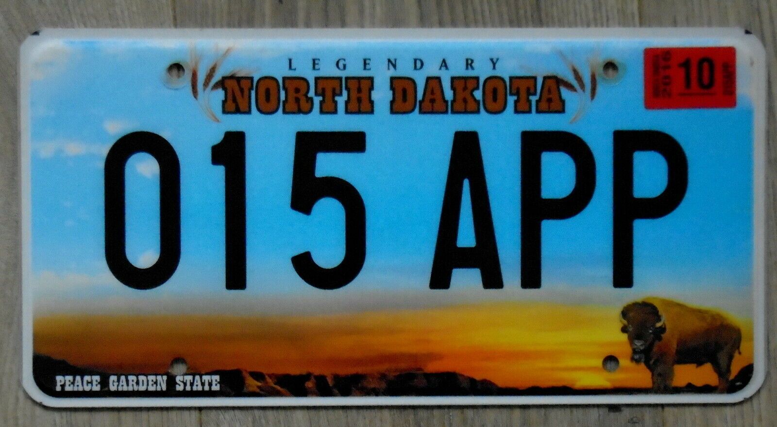 NORTH DAKOTA Legendary Peace Garden State Buffalo License Plate 105 APP ...