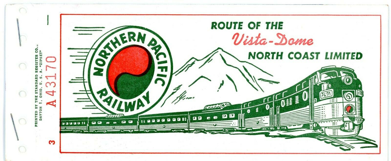 , Vintage Northern Pacific Railway, Passenger Ticket Booklet, 1964 ...
