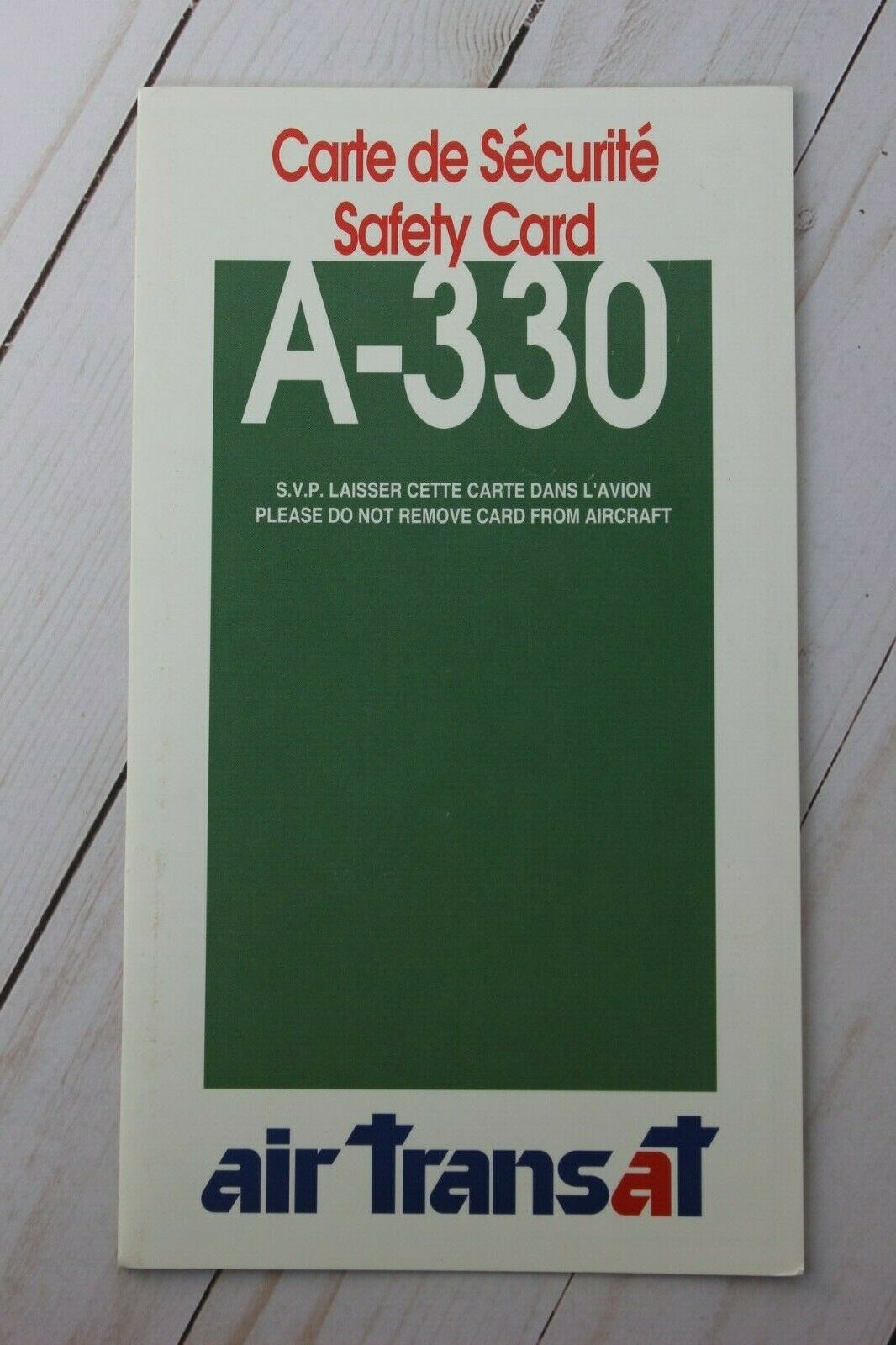 Air Transat Airbus A330 Safety Card - 2/99 | #19489000