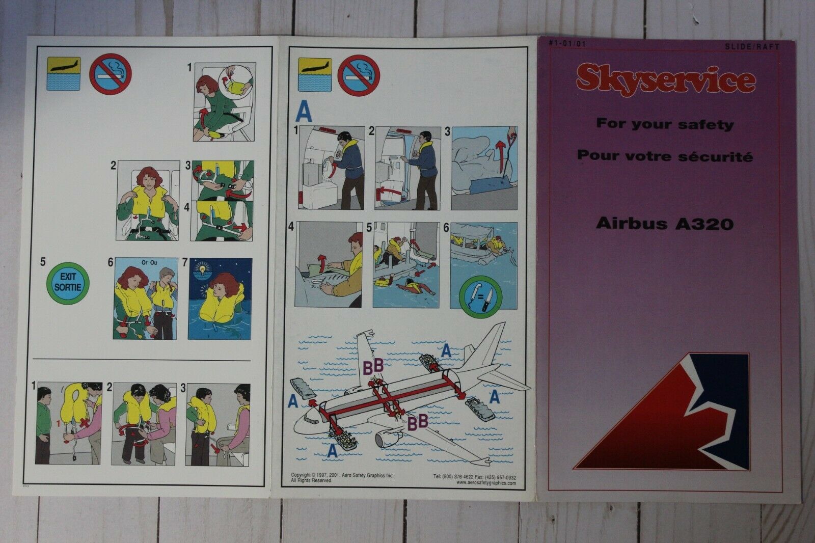 Skyservice Airlines Airbus A320 Safety Card - 2001 | #17902267