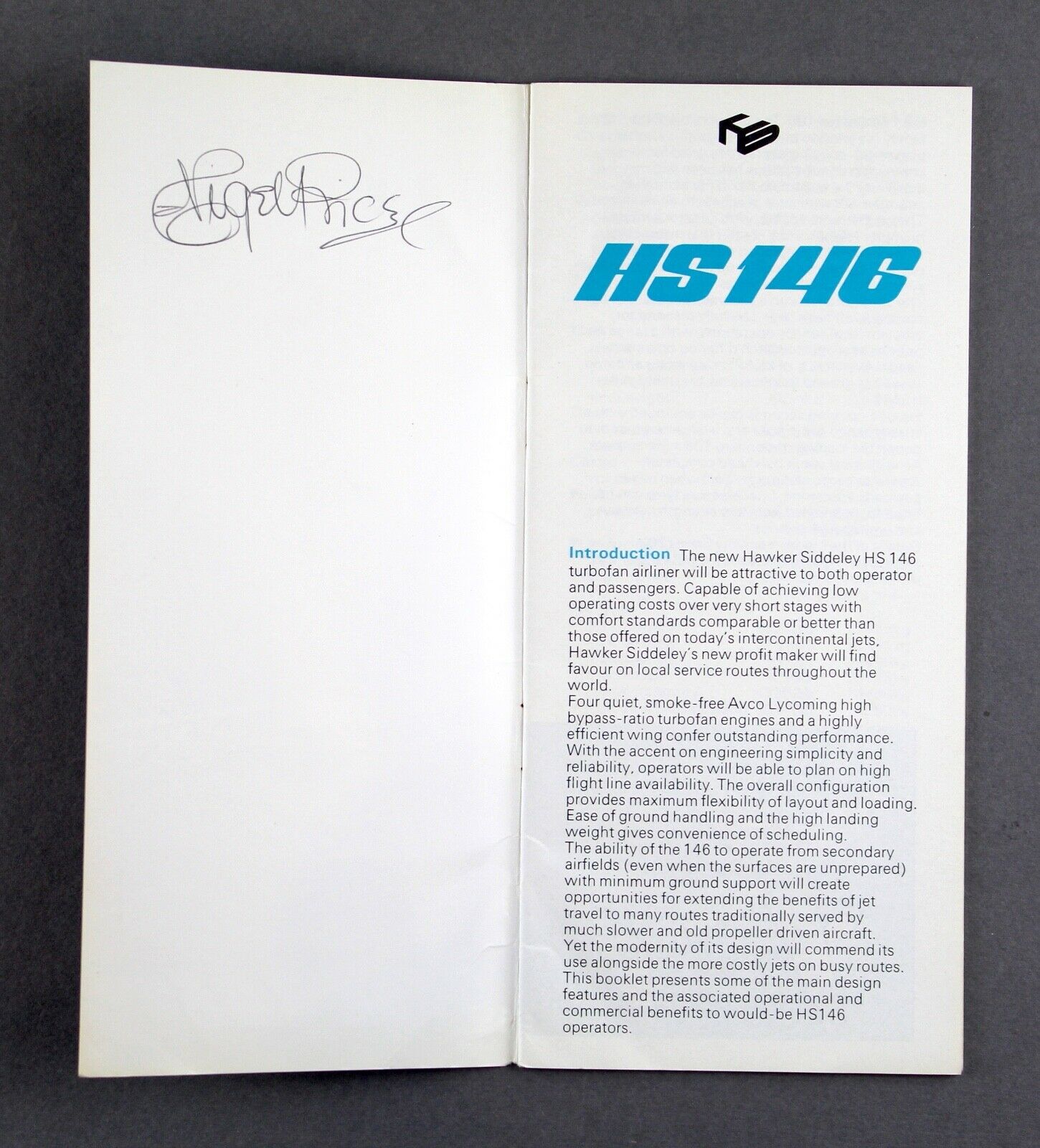 HAWKER SIDDELEY HS146 MANUFACTURERS SALES BROCHURE BAE 146 SEAT MAPS ...