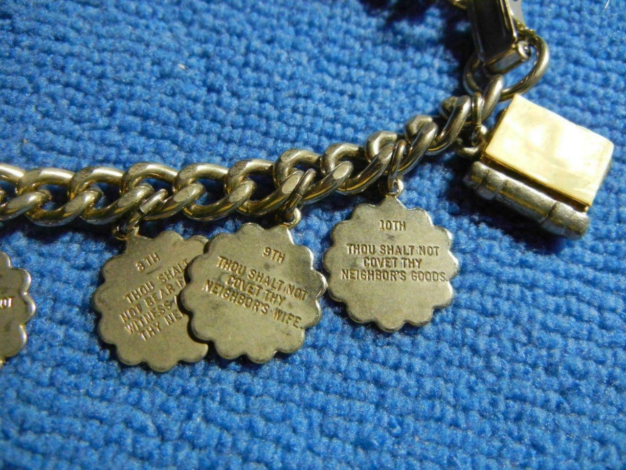 VINTAGE TEN COMMANDMENTS CHARM BRACELET WITH BIBLE AND HEART WITH LORDS ...