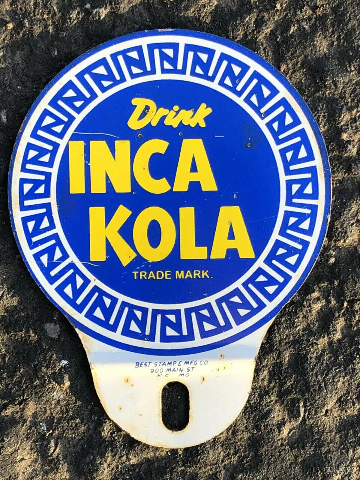 1950s INCA KOLA Soda Pop Auto Truck Sign COCA COLA License Plate Topper ...