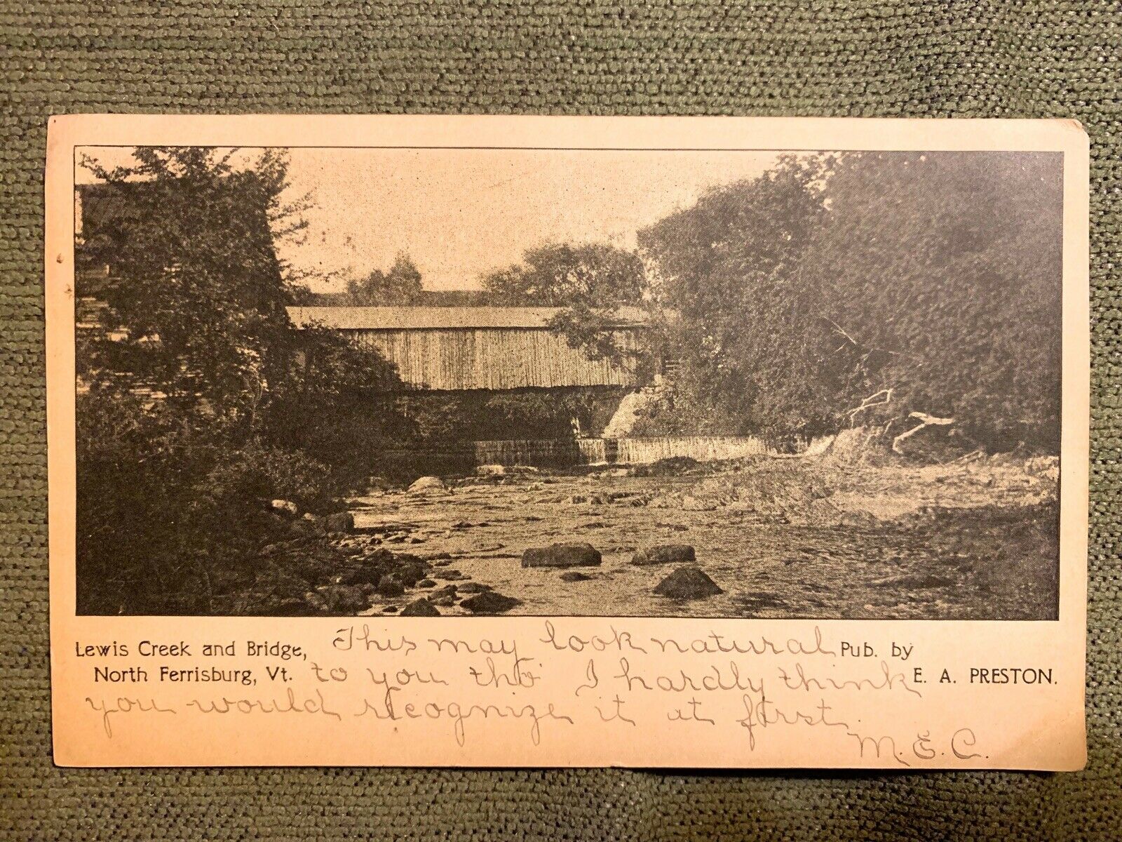 1906 Postmarked PostCard Covered Bridge Over Lewis Creek North ...