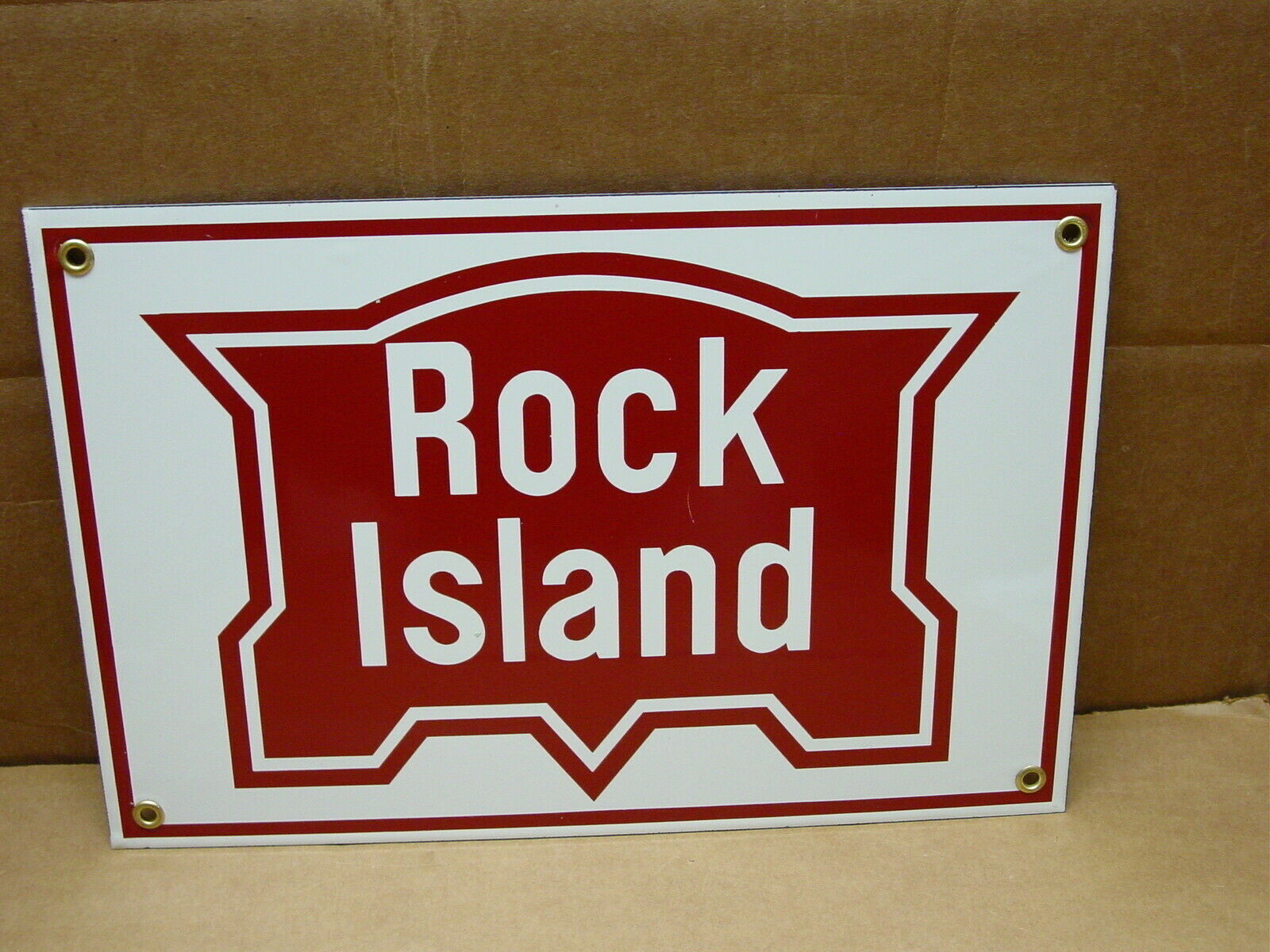 HEAVY METAL ENAMELED PORCELAIN SIGN ROCK ISLAND RAIL ROAD RAILROAD 12 ...